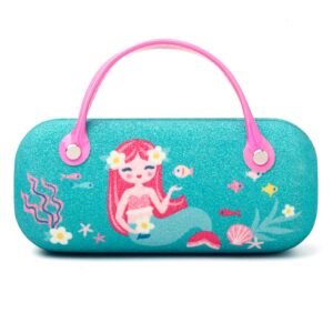 face shadow kids girls glasses case eyeglass case various pattern hard shell with handle - little mermaid