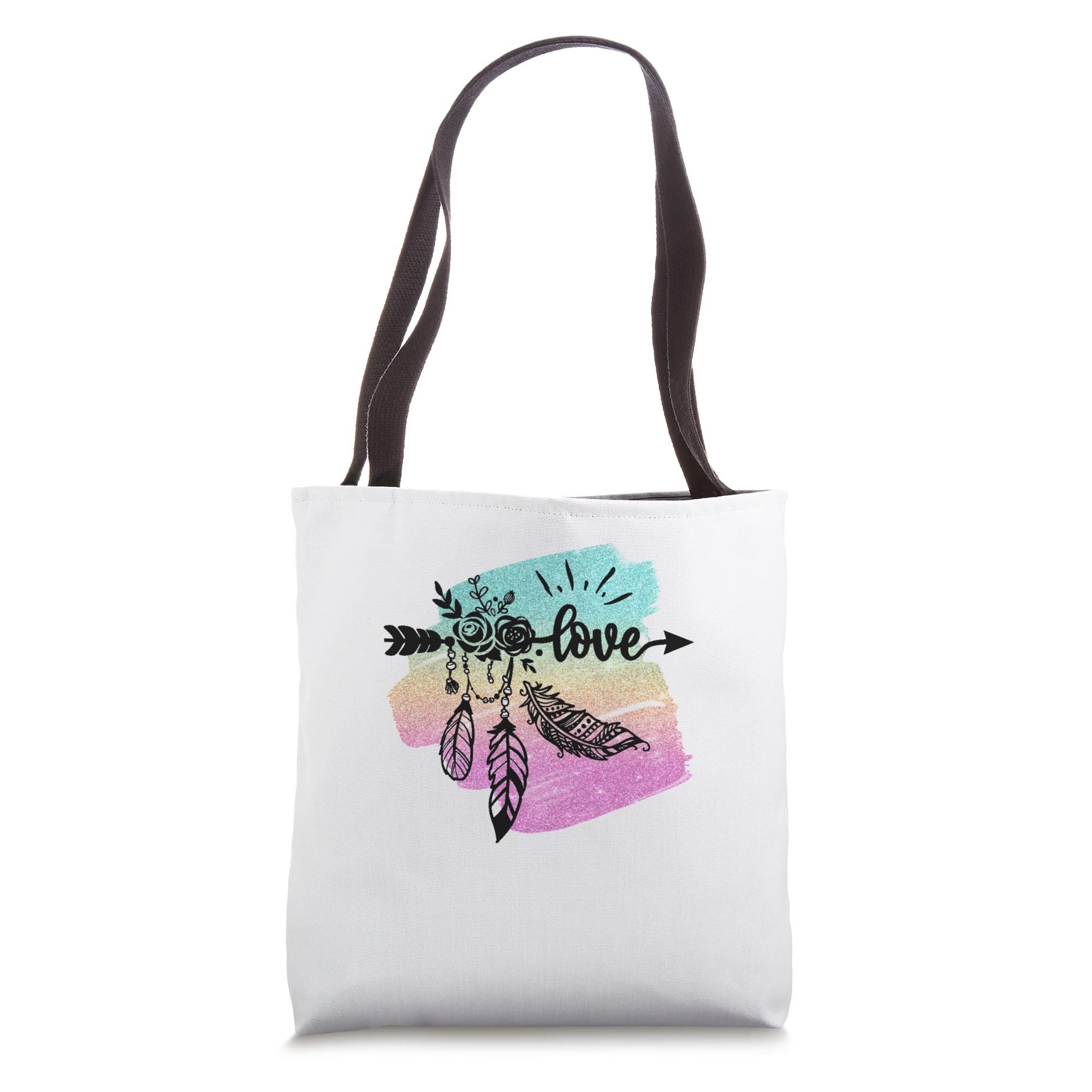 Boho Love Feathers Tote Bag