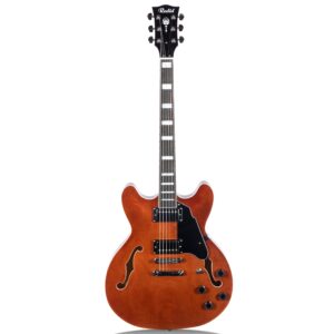 redid semi-hollow body electric guitar rd-100 jazz guitar with f-hole,maple neck,humbucker pickups(brown)