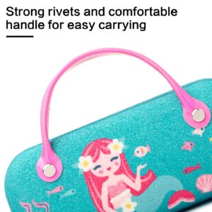 Face Shadow Kids Girls Glasses Case Eyeglass Case Various Pattern Hard Shell with Handle - Little Mermaid