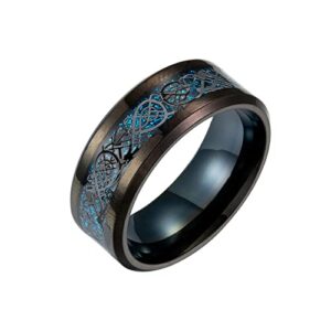 dainty promise ring, male wedding rings titanium steel black dragon pattern filigree shape engagement gift ring size 14