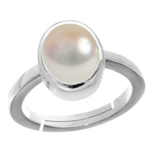 harshali gems 92.5 sterling silver adjustable ring with natural certified 4.00 to 11.00ct pearl (moti),pearl ring for unisex