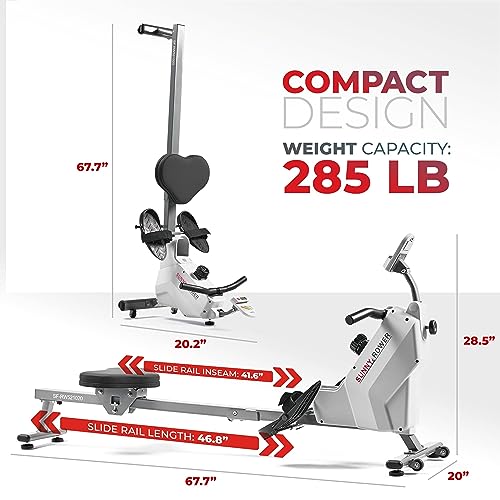 Sunny Health & Fitness Smart Compact Magnetic Rowing Machine with Exclusive SunnyFit® App Enhanced Bluetooth Connectivity – SF-RW521020