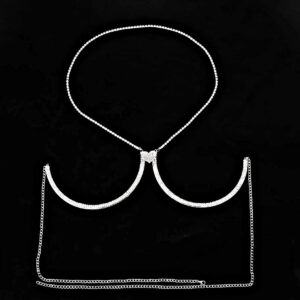 Rhinestone Chest Bracket Bra Chain Body Jewelry Heart Bikini Breast Body Chain for Women