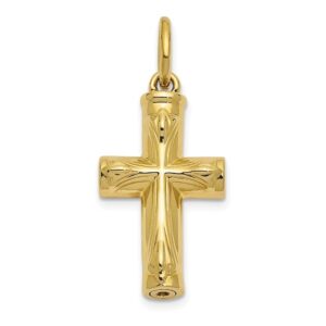 auriga fine jewelry 10k yellow gold cross ash holder pendant, (l- 25 mm, w- 15.6 mm) gift for women