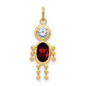 auriga fine jewelry 10k yellow gold january boy birthstone charm pendant for women (l- 0.79 inch, w- 0.4 inch)