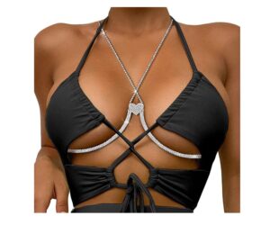 rhinestone chest bracket bra chain body jewelry heart bikini breast body chain for women