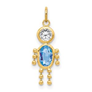 auriga fine jewelry 10k yellow gold march boy birthstone charm pendant for women (l- 0.79 inch, w- 0.4 inch)