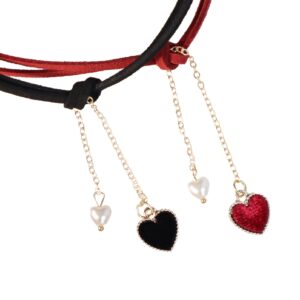 iuviwey Heart Choker Necklace for Women 2Pcs Double layer Red Chokers (Claret Red)