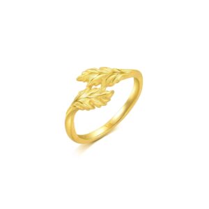 chow sang sang 999 24k solid gold acanthus ring for women 93243r (our size 13 / us 6)