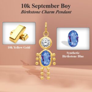 Auriga Fine Jewelry 10K Yellow Gold September Boy Birthstone Charm Pendant for Women (L- 0.79 Inch, W- 0.4 Inch)