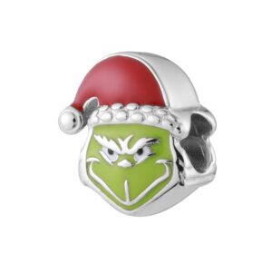 mischievous monster stole christmas green red 925 sterling silver charm bead for pandora & similar charm bracelets or necklaces