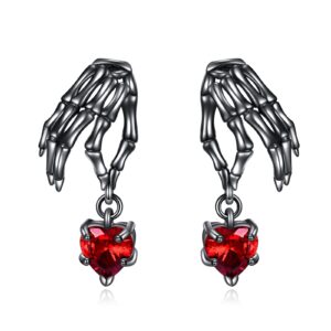 skull earrings sterling silver skeleton hand drop earrings gothic skull valentine's day jewelry gifts for women