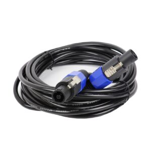 hbu 1 pack 20 feet speakon to speakon cable - pack of 1 20ft. studio stage nl4fc type speak-on male to male connection wire - live house pa dj loudspeaker amplifier audio locking wiring 16 awg