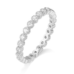 eamti 925 sterling silver wedding bands for women cubic zirconia full eternity stackable band ring size 7