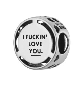 inspirational words symbols god love 925 sterling silver charm bead for pandora & similar charm bracelets or necklaces (i fuckin' love you)