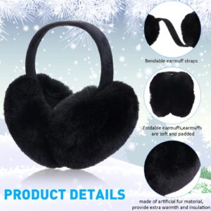 Yahenda 6 Pcs Winter Ear muffs Fluffy Faux Fur Warm Earmuffs Fuzzy Foldable Women's Earmuffs Cute Adjustable Outdoor Ear Warmers Women Girls Winter Earmuffs, 6 Colors