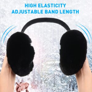 Yahenda 6 Pcs Winter Ear muffs Fluffy Faux Fur Warm Earmuffs Fuzzy Foldable Women's Earmuffs Cute Adjustable Outdoor Ear Warmers Women Girls Winter Earmuffs, 6 Colors