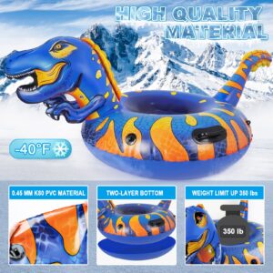 Aoskie Dinosaur Snow Tube Inflatable Snow Sled with Handles, Heavy Duty Snow Tube for Outdoor Sledding, Winter Snow Tube for Kids and Adults, Make of Double-Layers Bottom