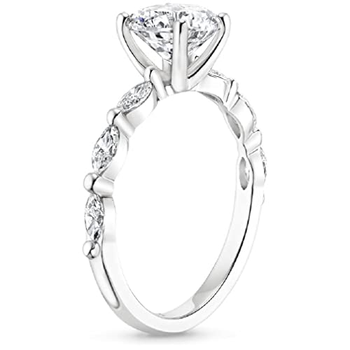 JEWELERYN Lovely Solitiare Bridal Set, Marquise Cut 3 CT, Colorless Moissanite Ring Set, 925 Sterling Silver, Engagement Ring, Wedding Ring, Christmas Gift, Perfact for Gifts Or As You Want (4)