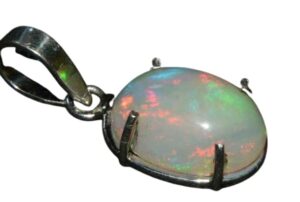 925 sterling silver natural oval ethiopian fire opal pendant october birthday gift multi color 17 inch