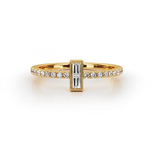 L & M Accessorize - 925 Sterling Silver 18K Gold Plated Rectangular Crystal Ring (9)