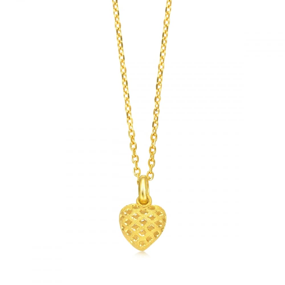 CHOW SANG SANG 999.9 24K Solid Gold Price-by-Weight 1.12g Gold Petite Heart Pendant for Women 14862P | [Not Include the Necklace]