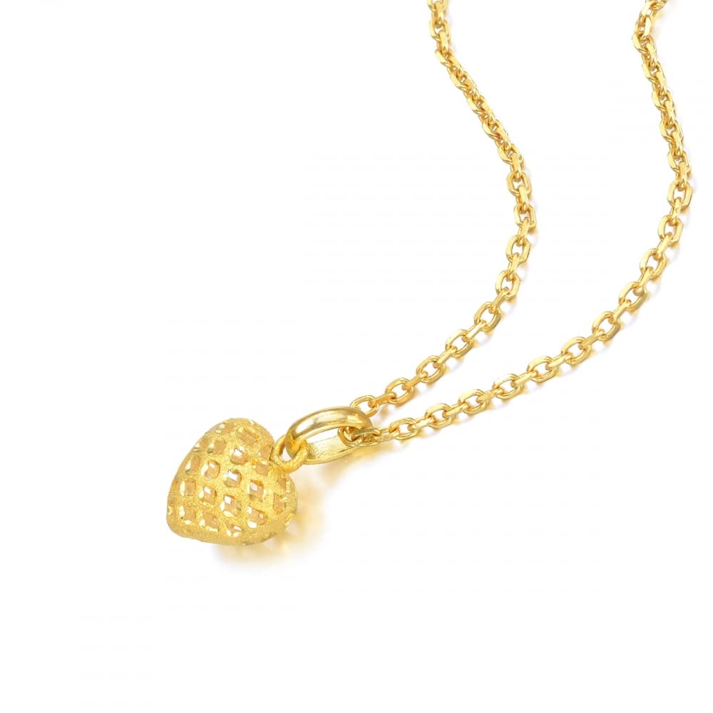 CHOW SANG SANG 999.9 24K Solid Gold Price-by-Weight 1.12g Gold Petite Heart Pendant for Women 14862P | [Not Include the Necklace]