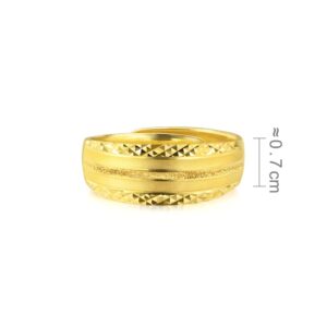 CHOW SANG SANG 999.9 24K Solid Gold Price-by-Weight 3.36g Gold Modern Stripe Band Ring for Women 82819R | Size Adjustable