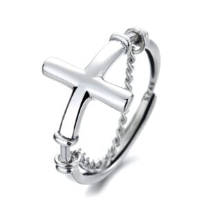 women's s925 sterling silver ring complex fashion cross stitching chain index finger ring open adjustable ring