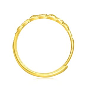 CHOW SANG SANG 999.9 24K Solid Gold Price-by-Weight 2.99g Gold Shimmering and Polished Finished Band Ring for Women 28602R | Size Adjustable