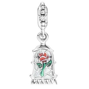 Ouroyea Enchanted Rose Dangle Charm 925 Sterling Silver Pendant,Jewelry Beads Gifts for Women Bracelet&Necklace