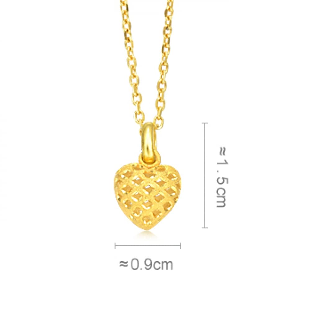 CHOW SANG SANG 999.9 24K Solid Gold Price-by-Weight 1.12g Gold Petite Heart Pendant for Women 14862P | [Not Include the Necklace]