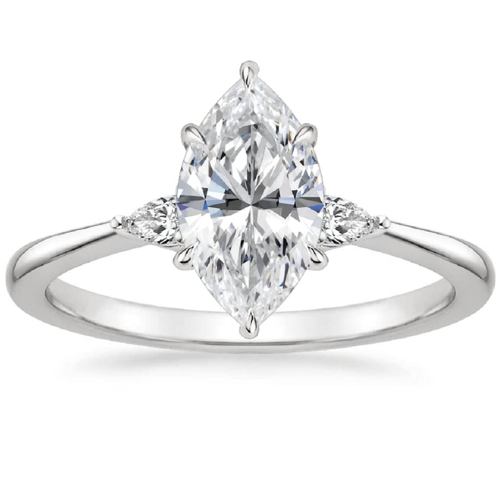 JEWELERYN Lovely Solitiare Bridal Set, Marquise Cut 3 CT, Colorless Moissanite Ring Set, 925 Sterling Silver, Engagement Ring, Wedding Ring, Christmas Gift, Perfact for Gift Or As You Want (6.5)