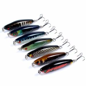 7 pcs topwater fishing and floating hard lures lures or pencil popper lures , as floating pencil popper lures or fishing plugs for salmon redfish trout bass walleye-31