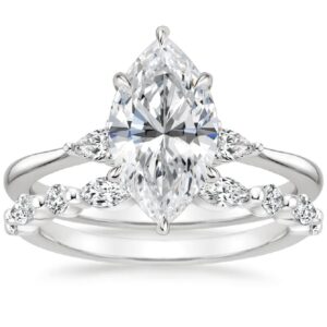 jeweleryn lovely solitiare bridal set, marquise cut 3 ct, colorless moissanite ring set, 925 sterling silver, engagement ring, wedding ring, christmas gift, perfact for gift or as you want (6.5)