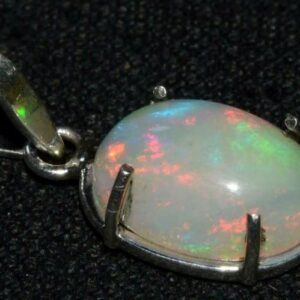 925 Sterling Silver Natural Oval Ethiopian Fire Opal Pendant October Birthday Gift Multi Color 17 inch