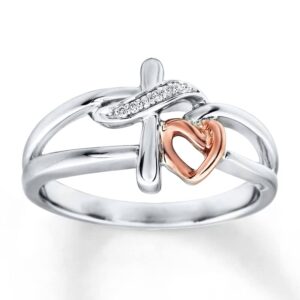 ctieip engravable sterling silver 1/10cttw real diamonds ring for women ,rosegold heart and infinity diamond rings for women(g-h color, i2-i3 clarity)