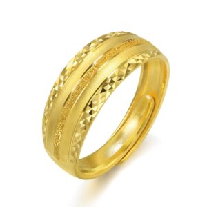 chow sang sang 999.9 24k solid gold price-by-weight 3.36g gold modern stripe band ring for women 82819r | size adjustable