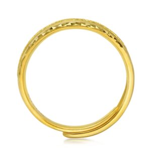 CHOW SANG SANG 999.9 24K Solid Gold Price-by-Weight 3.36g Gold Modern Stripe Band Ring for Women 82819R | Size Adjustable