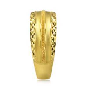 CHOW SANG SANG 999.9 24K Solid Gold Price-by-Weight 3.36g Gold Modern Stripe Band Ring for Women 82819R | Size Adjustable