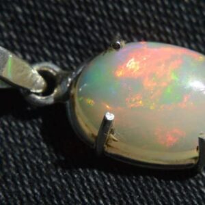 925 Sterling Silver Natural Oval Ethiopian Fire Opal Pendant October Birthday Gift Multi Color 17 inch