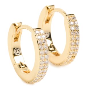 gorjana Women's Wilder Shimmer Bar Huggies, 18K Gold Plated, White Cubic Zirconia Hoop earrings w/Hinge Closure