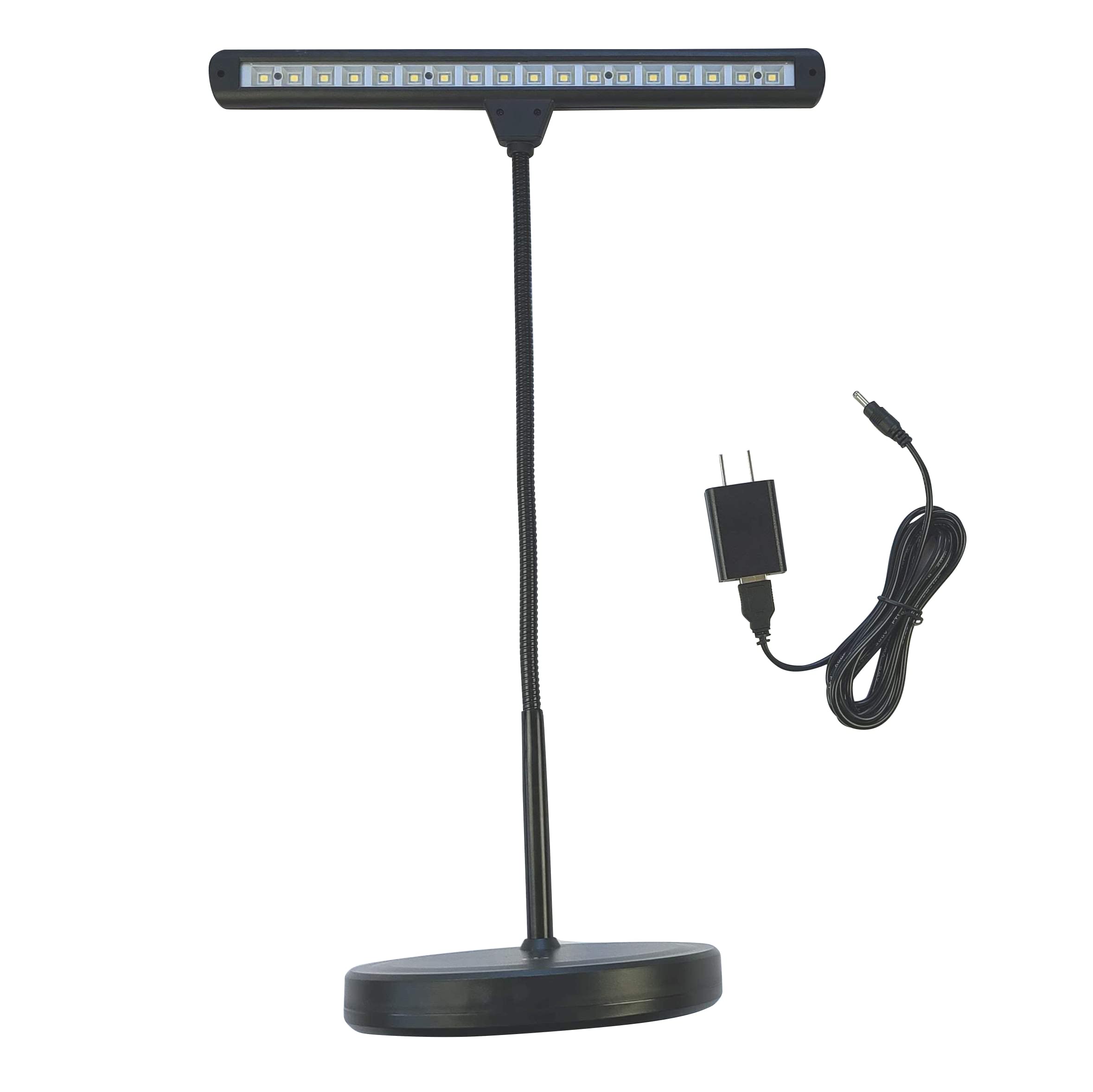 Extra Wide Piano Music Lamp- 18 LED Light for Piano, Desk, Reading, Crafting, Includes Wall Plug Adapter