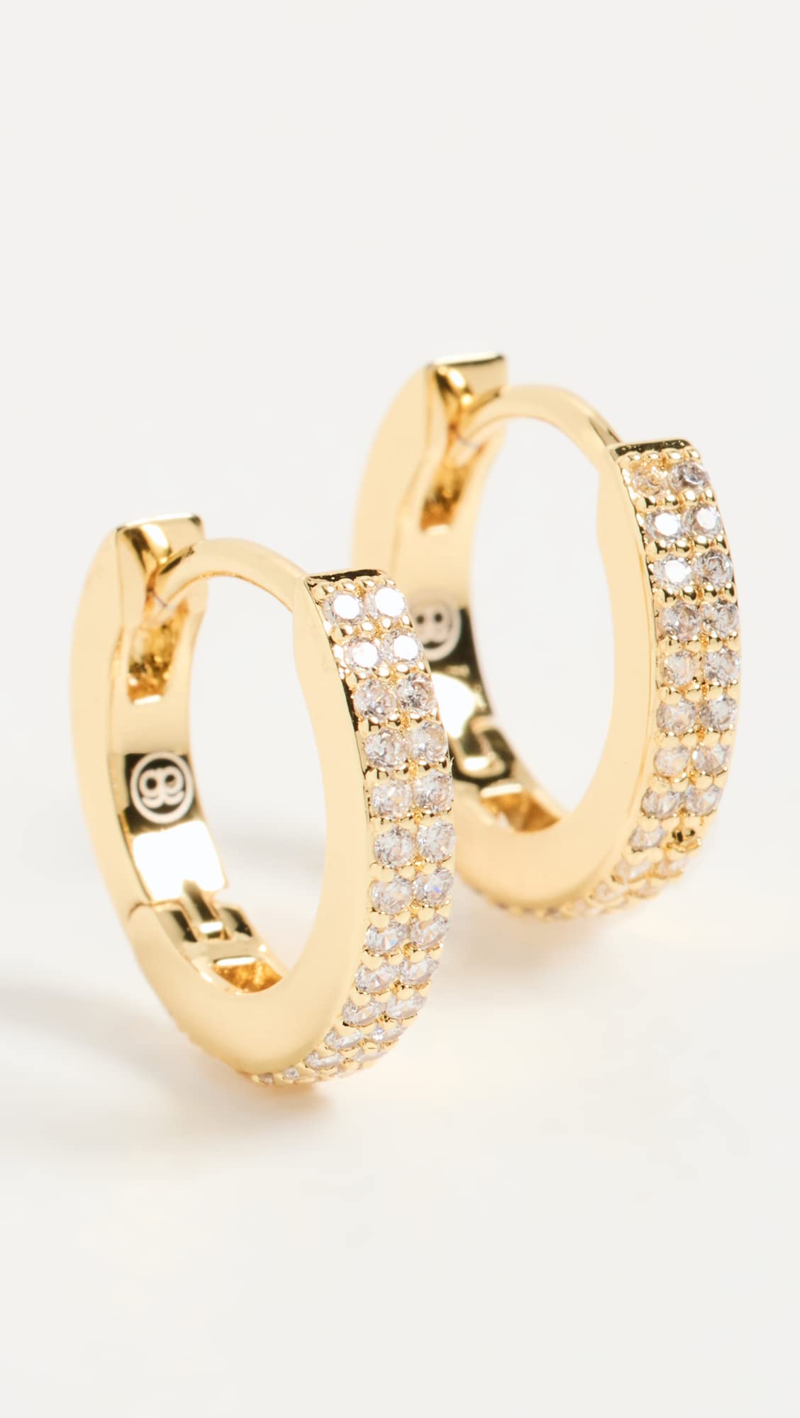 gorjana Women's Wilder Shimmer Bar Huggies, 18K Gold Plated, White Cubic Zirconia Hoop earrings w/Hinge Closure