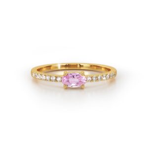 l & m accessorize - 925 sterling silver 18k gold plated pink oval ring (8)