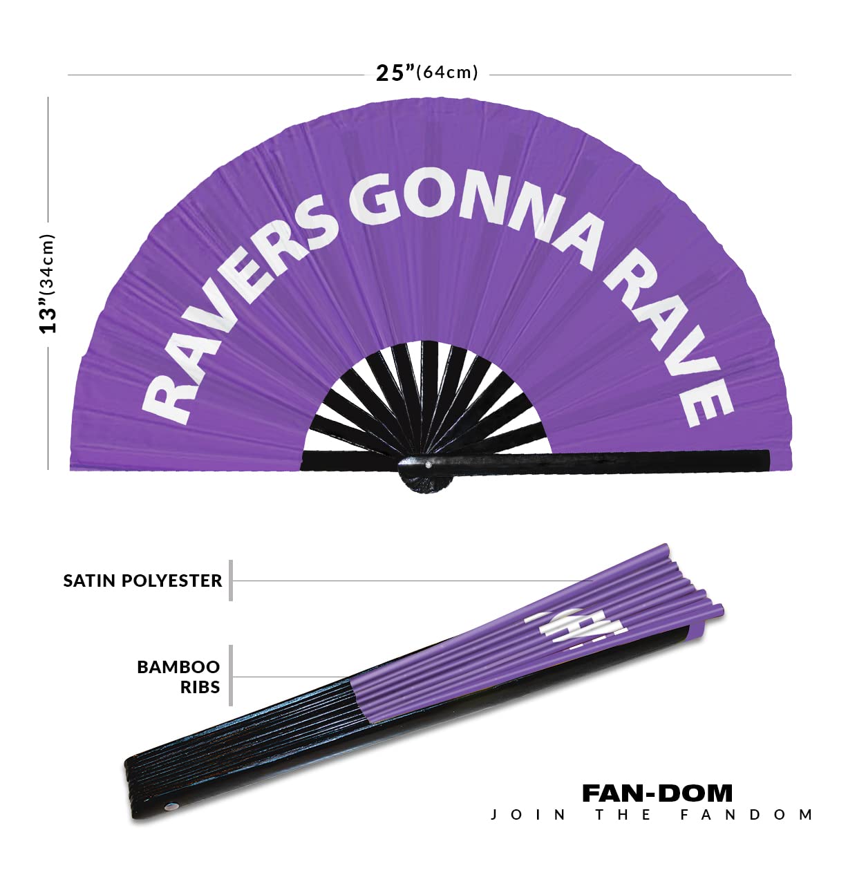 Ravers Gonna Rave hand fan foldable bamboo circuit hand fan funny gag slang words expressions statement gifts Festival accessories Rave handheld Circuit event fan Clack fans (Purple)