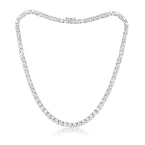 gemsme 5mm tennis necklace, 18k white gold plated tennis neckalce 5mm round cubic zirconia classic necklace for women (16 inch)