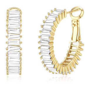 gloquat cz gold hoop earrings 14k gold plated hoop earrings for women vintage cubic zirconia hoop earrings fashion round circle hoops earrings for women