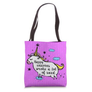 weed unicorn cute cannabis fun marijuana women pot smokers tote bag